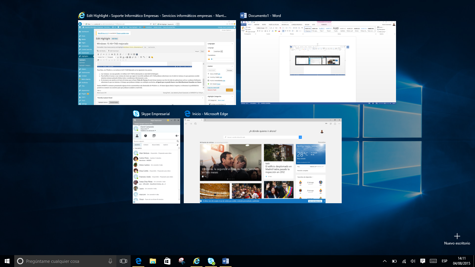 Windows 10 Alt+TAB mejorado y Vista de Tareas